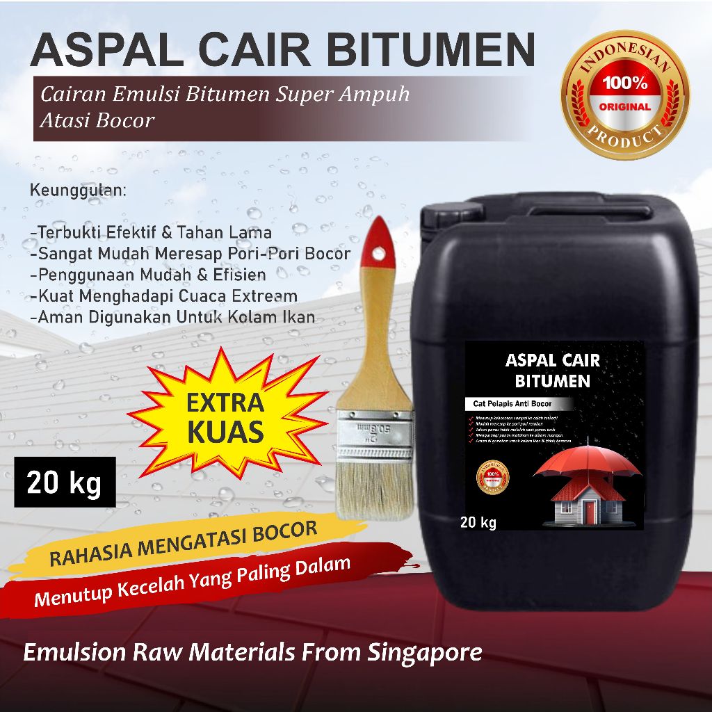 Jual ASPAL BITUMEN COMBO EXTRA KUAS 20 KG/PELAPIS ANTI BOCOR/REMBES ...