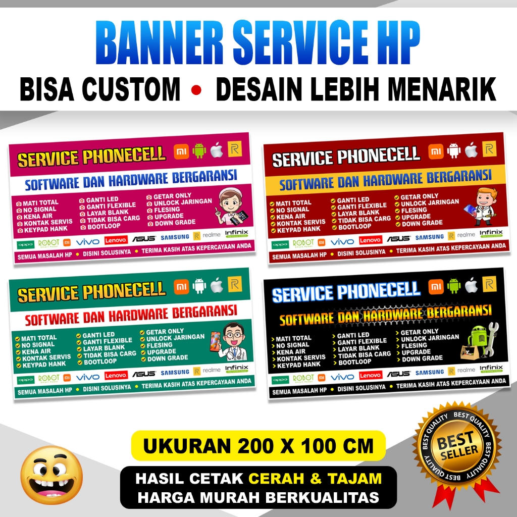 Jual BANNER SPANDUK KONTER SERVIS SERVICE HAPE MURAH UKURAN 2 METER ...