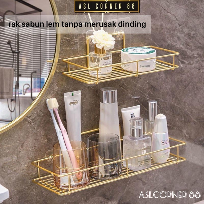 Jual Rak Sabun Petak Tembok 1 Susun SS304 Jaring Gold Kilat / Rak Kamar ...
