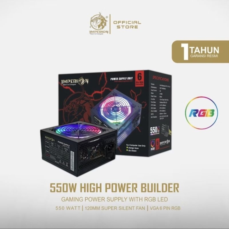 Jual Power Supply / PSU RGB 550W 8 Pin Imperion Rainbow LED Gaming ...