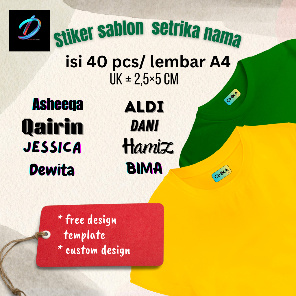 Jual stiker sablon setrika nama/stiker nama untuk kaos/seragam | Shopee ...