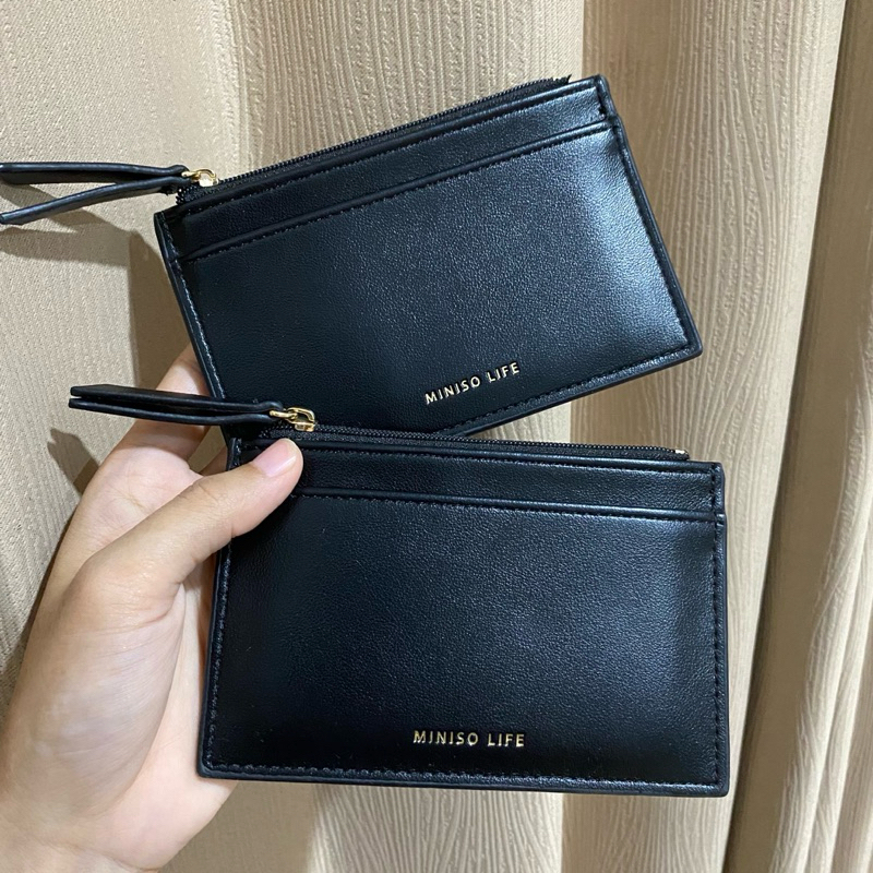 Jual ️TERMURAH ️ Women wallet miniso textured zip black / CARD HOLDER ...