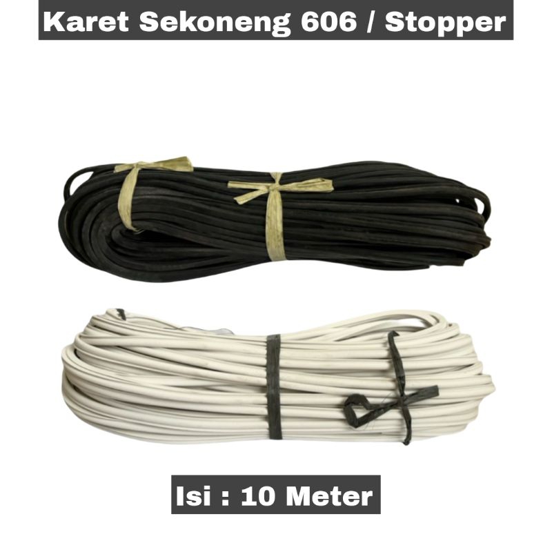 Jual (10 Meter) Karet Sekoneng 606 Hitam Putih | Karet Stopper | Karet ...