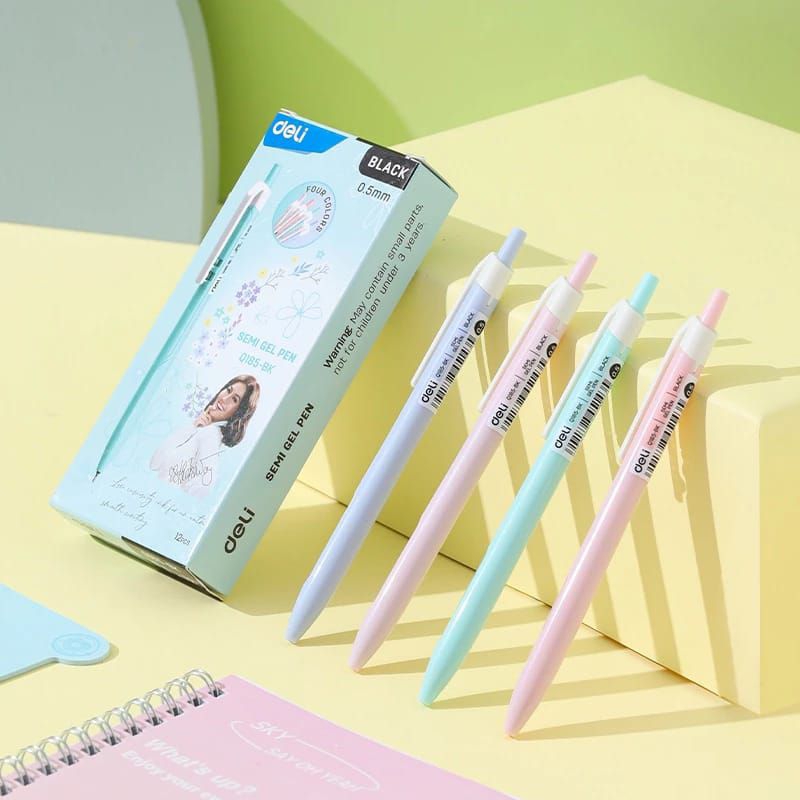 Jual ATK-POINT | DELI X AGNES MO Ballpoint semi gel Q185-BK / semi gel ...
