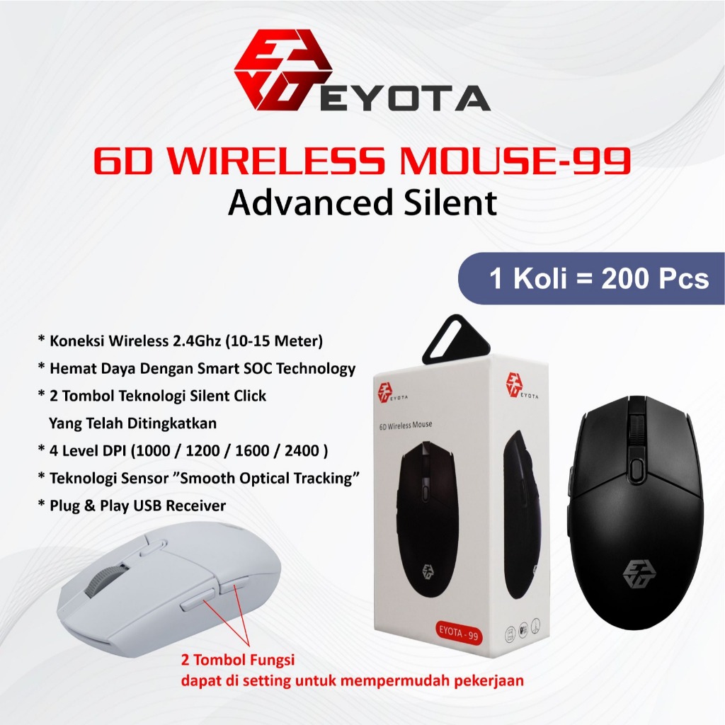 Jual EYOTA MOUSE WIRELESS 99 ADVANCED SILENT CLICK LAPTOP / KOMPUTER / NOTEBOOK | Shopee Indonesia