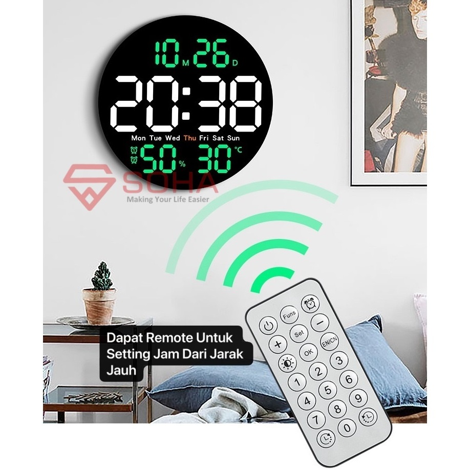 Jual JD-5501 Jam Dinding LED Timer Countdown Digital LED Remote Control ...