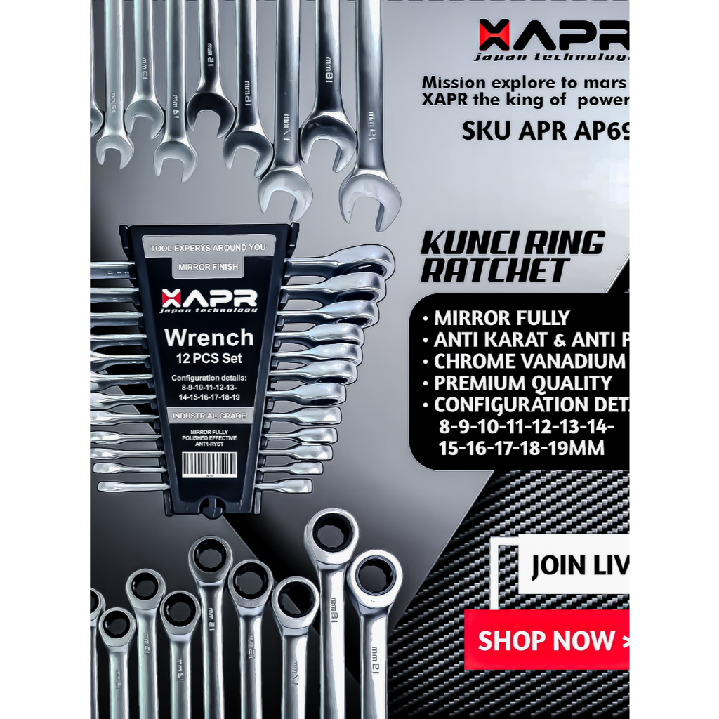 Jual Lebih presisi dari TEKIRO kunci ring pas rachet APR JAPAN AP69 ...