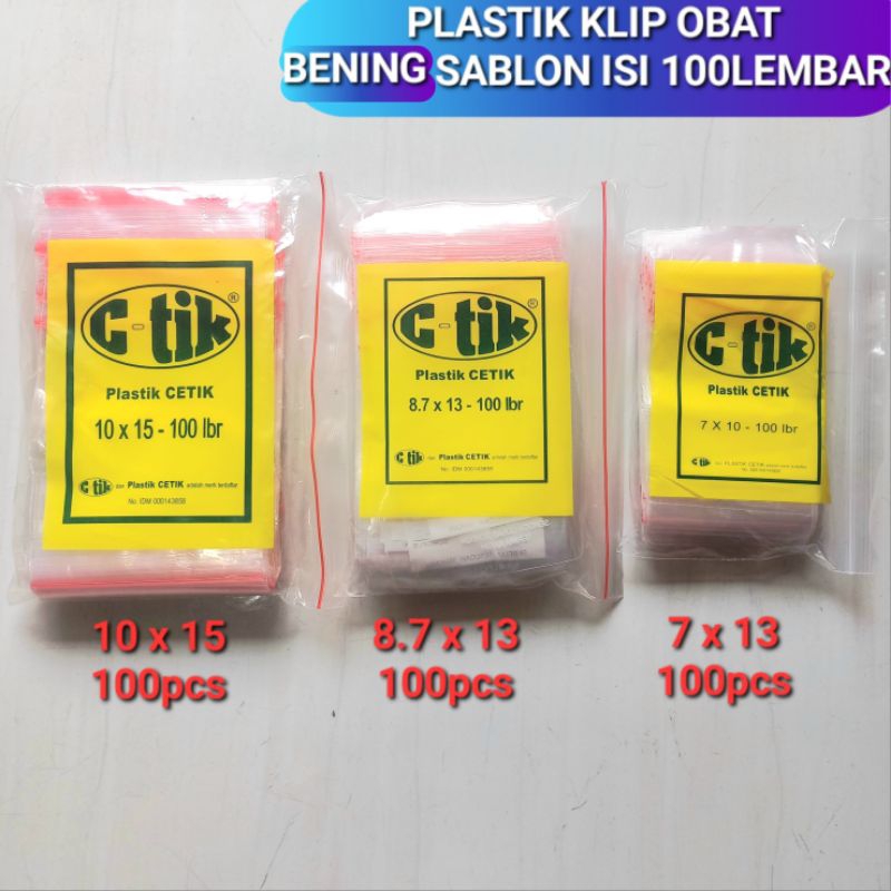 Jual Plastik Klip Obat 10 x 15 / 13 x 8.7 / 7 x 10 / Sablon Bening ...