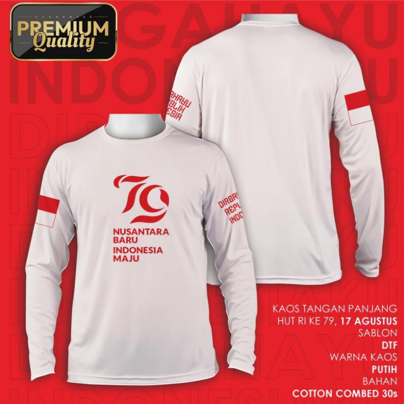 Jual Kaos Baju Kemerdekaan Lengan Panjang HUT RI 79th Nusantara Baru Atasan Unisex Cewe cowo ...