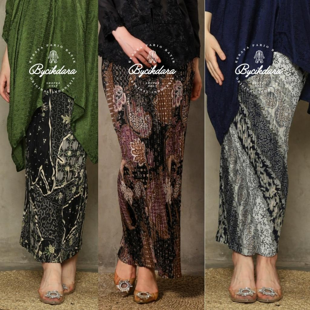 Jual Rok Plisket Batik Bahan Foil Semi Sutra Premium | Skirt Batik ...
