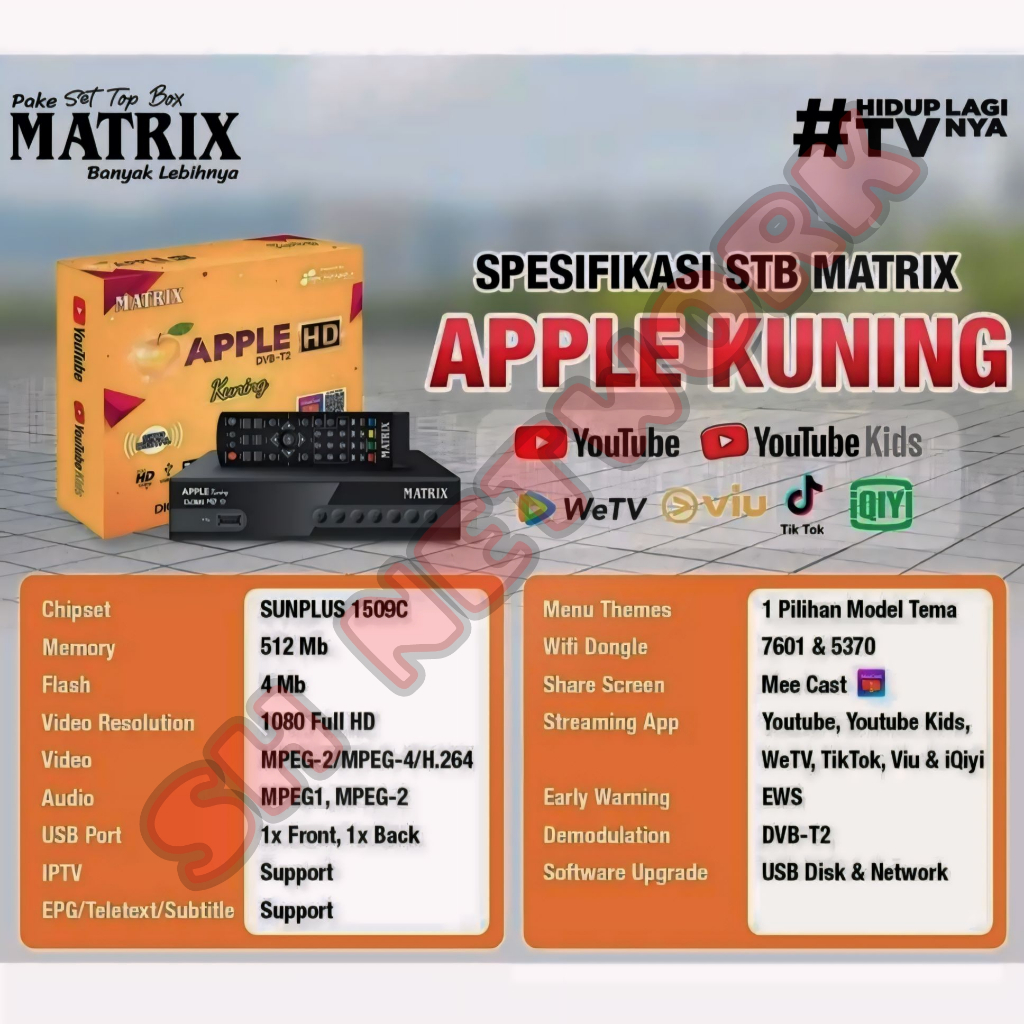 Jual Set Top Box Matrix Apple Kuning New Burger Hijau Merah STB Luby 01 ...