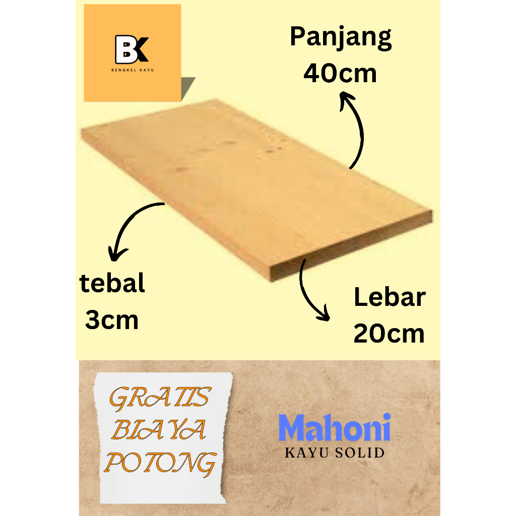 Jual Papan Kayu Mahoni Ukuran Tebal 3cm Lebar 20cm Panjang 40cm | Shopee Indonesia