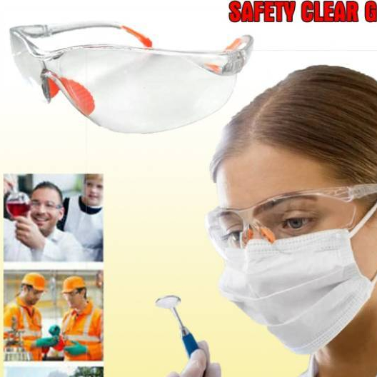 Jual Kacamata Safety Bening medis tukang / Karet Orange Kacamata Kerja ...