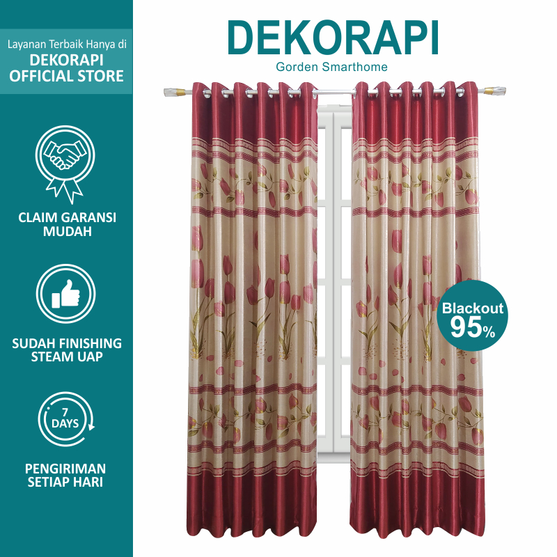 Jual Gorden Jendela Pintu Blackout Premium Motif Napoleon Warna Merah ...