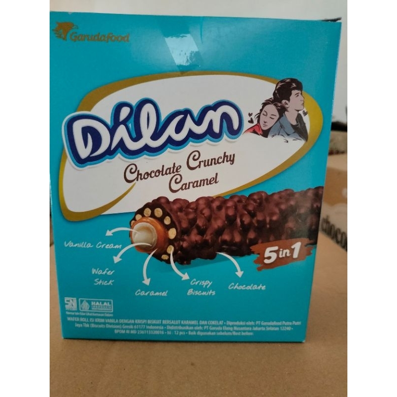Jual Dilan chocolate crunchy caramel wafer roll 1 box/12 pcs | Shopee ...