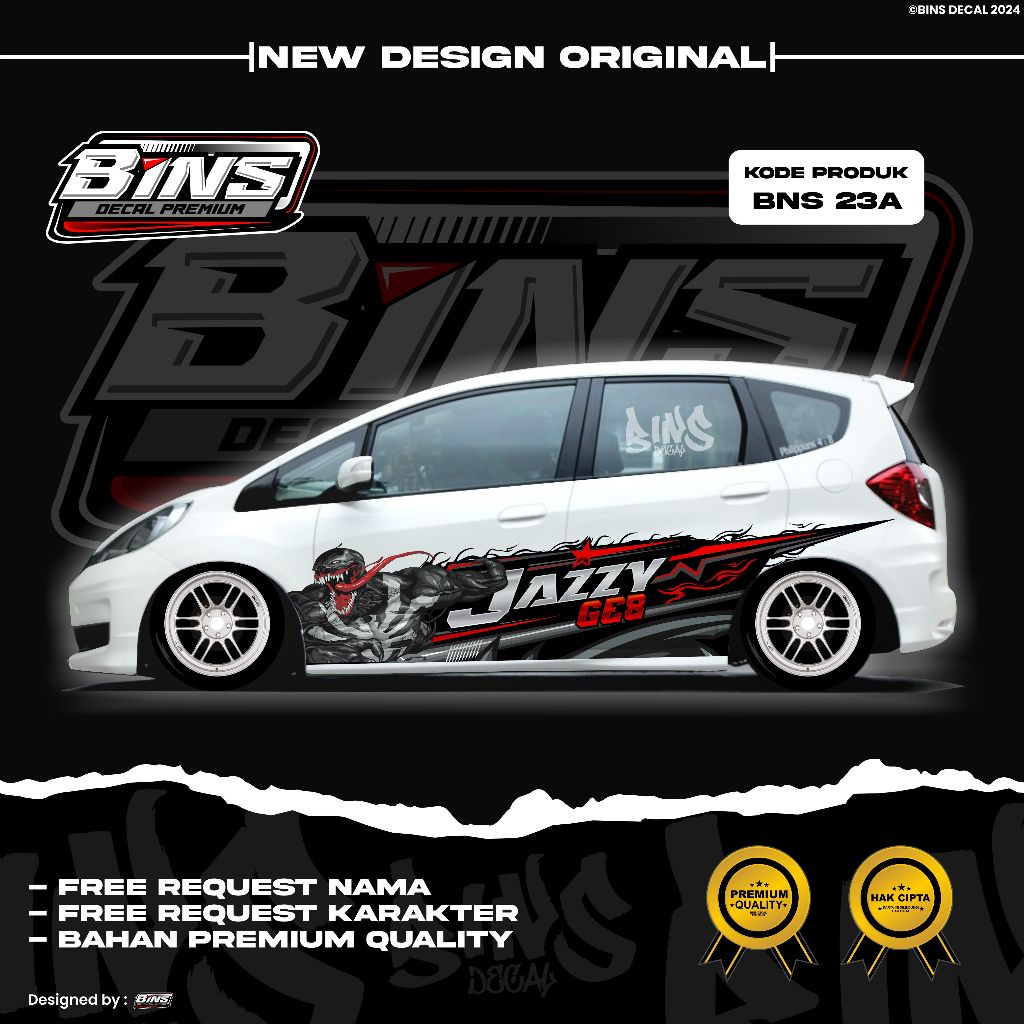 Jual BNS23-STIKER DECAL MOBIL JAZZ GRATIS CUSTOM GAMBAR LANGSUNG CETAK ...