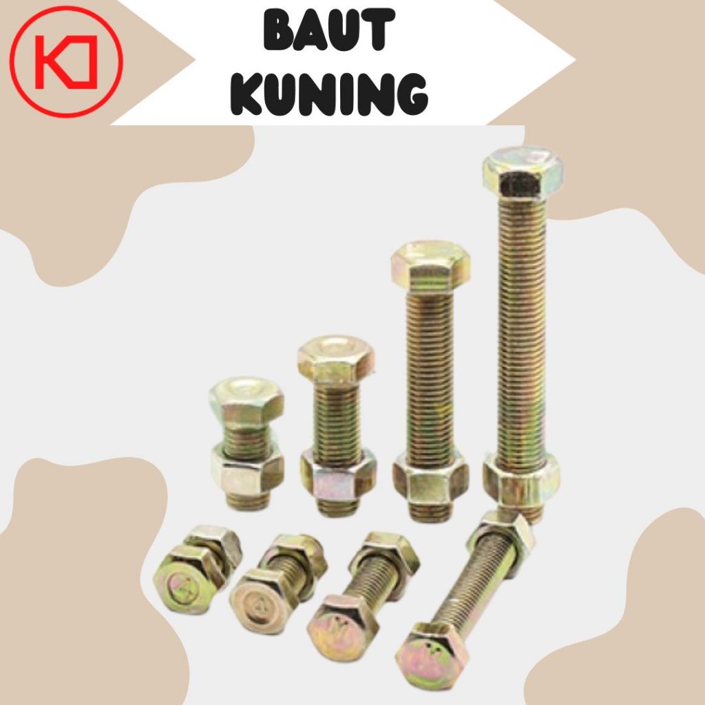 Jual Baut Mur Kuning / BMK / Yellow Zinc Plated Bolt & Nut Kunci 10 ...