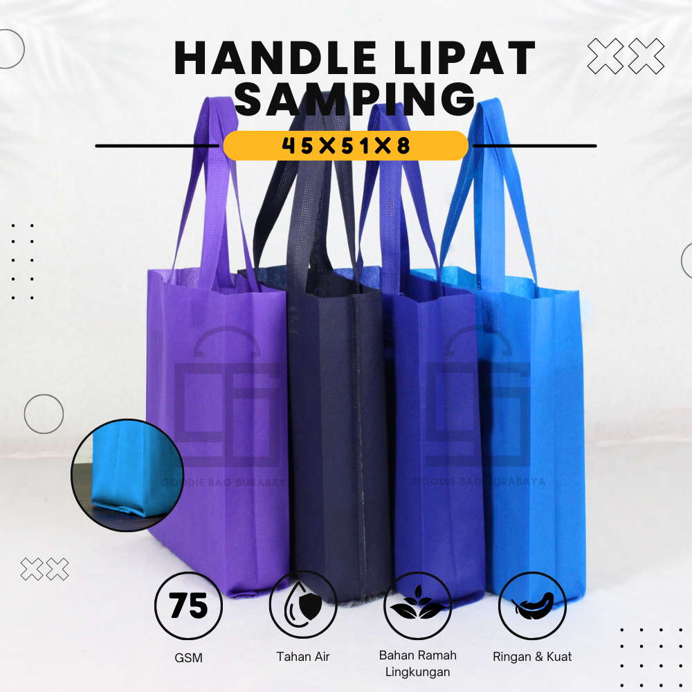Jual HLS 75GSM Tas Spunbond Goodie Bag Laken Model Tali Ukuran 45x51x8 ...