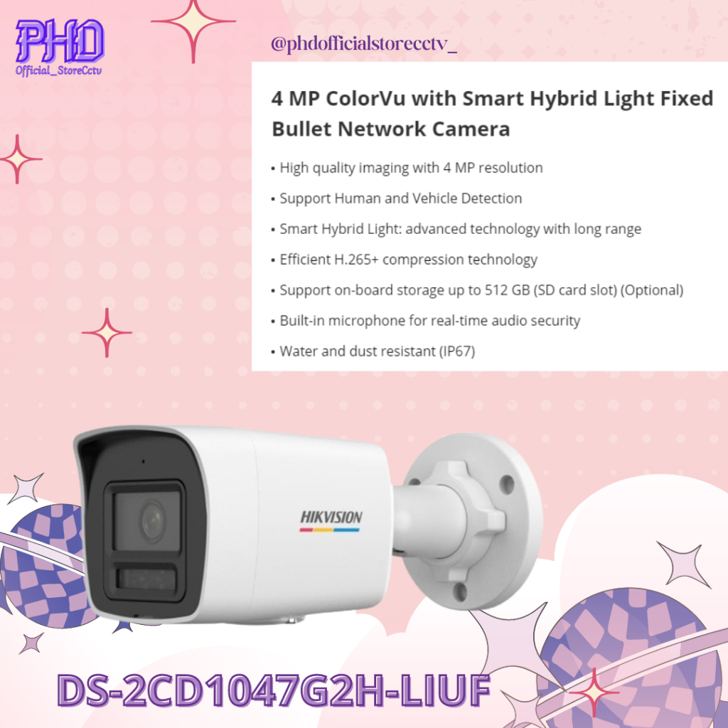 Jual IP Cam DS-2CD1047G2H-LIUF Hikvision 4 MP ColorVu with Smart Hybrid Light Fixed Bullet ...