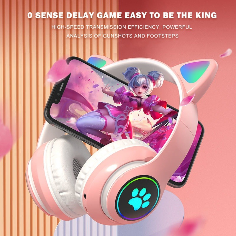 Jual Headphone Karakter Kucing Bluetooth JST28 / Headphone Bluetooth ...