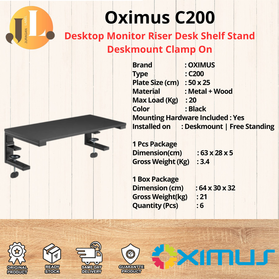 Jual Oximus C200 Desktop Monitor Riser Desk Shelf Stand Deskmount Clamp ...