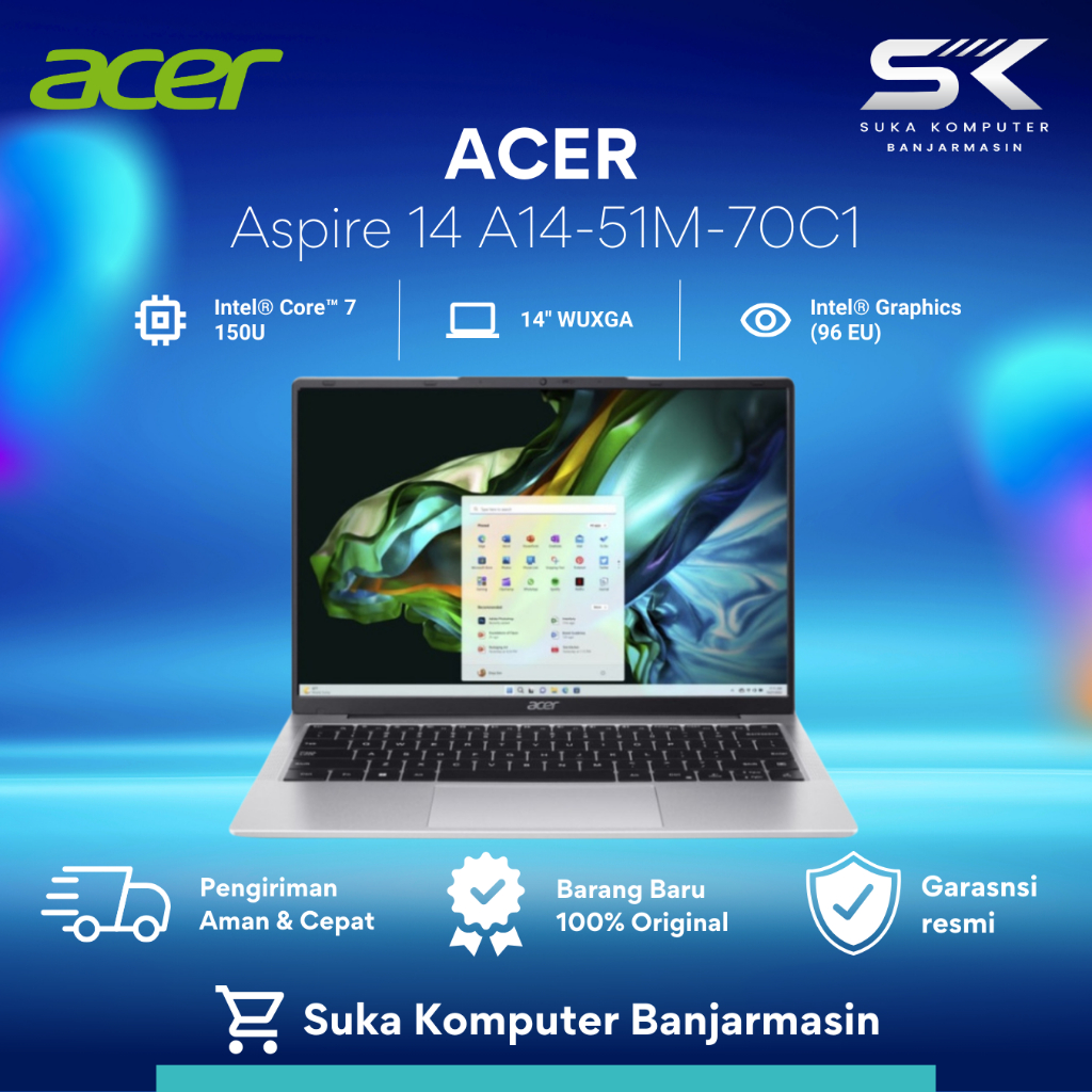 Jual Acer Aspire 14 A14-51M-70C1 /Intel Core 7-150U/16GB/512GB SSD/W11 ...