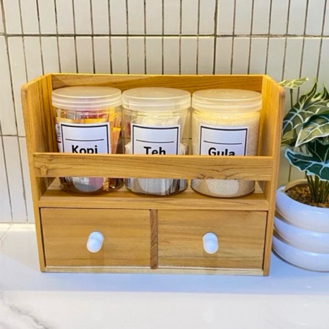 Jual Rak Bumbu Kombinasi Laci Penyimpanan Rak Tempat Bumbu Dapur ...
