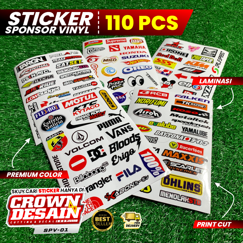 Jual Stiker Sponsor Pack Isi 110 pcs Variasi Print & Cut - Paket Stiker ...