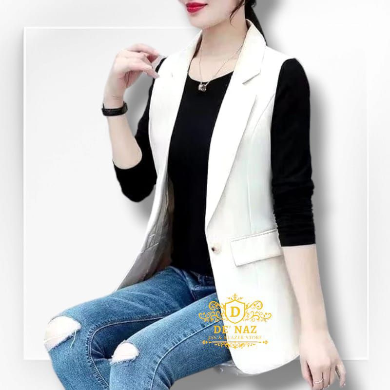 Jual Jas Rompi Jas Blazer Wanita, Jas Blazer Vest Outer Stylis Korean ...