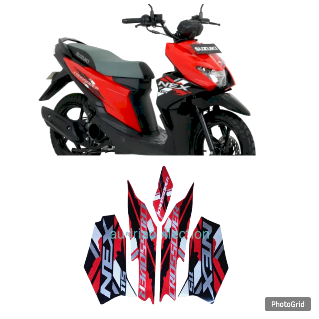 Jual sticker striping motor suzuki nex crossover 115 2024 merah-hitam ...
