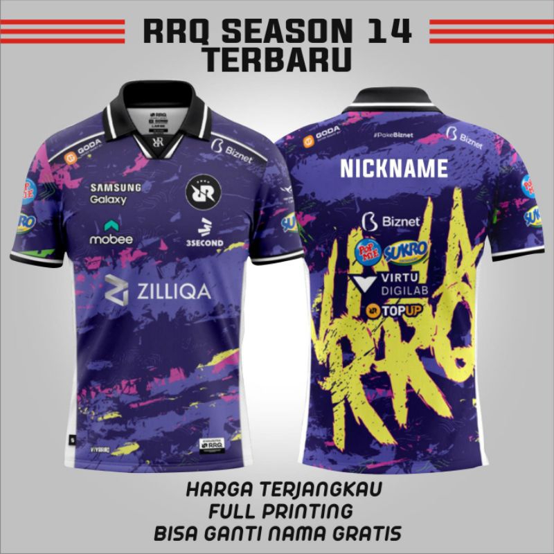 Jual JERSEY RRQ SEASON 14 TERBARU 2024 - FULL PRINTING - FREE NICKNAME ...