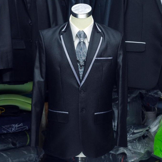 Jual Jas Hitam Formal dengan List Silver | Shopee Indonesia