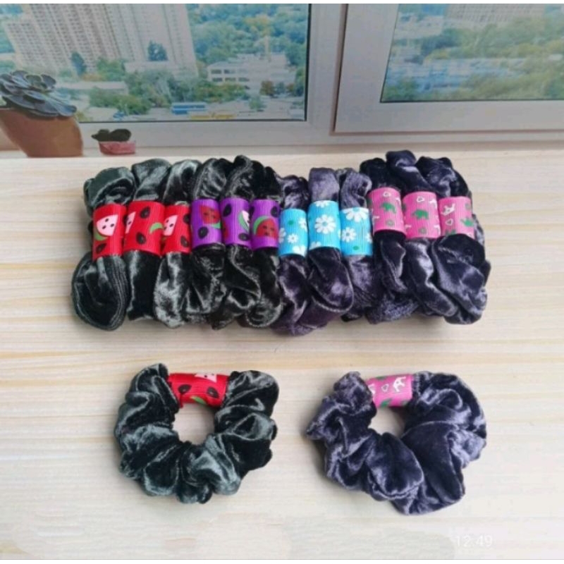 Jual Kuncir Rambut Kain Bulu Import Ikat Rambut Bulu isi 12 pcs ...