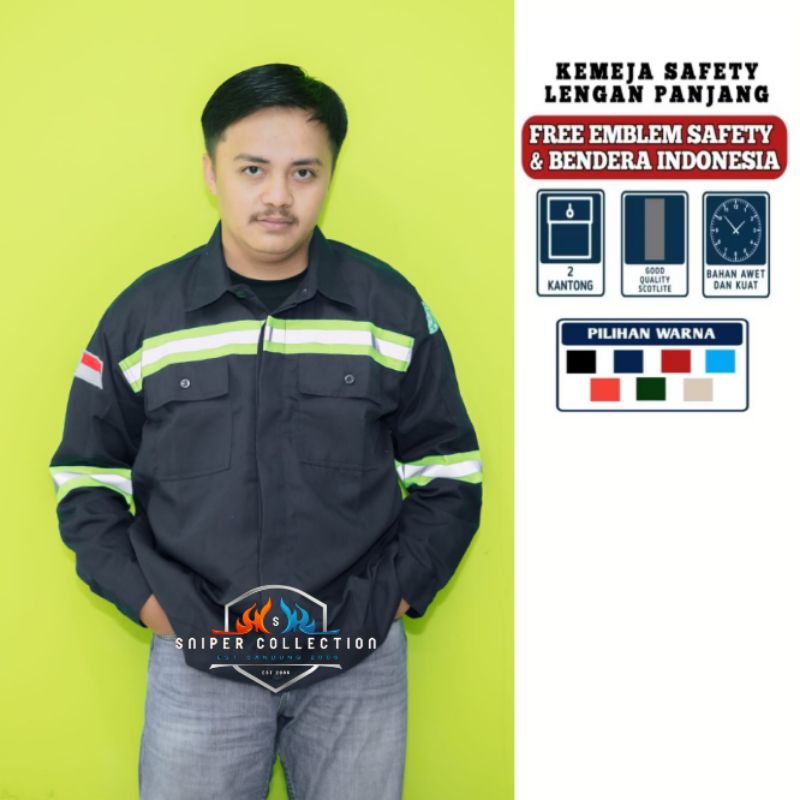 Jual kemeja wearpack safety custom logo lengan panjang seragam atasan ...