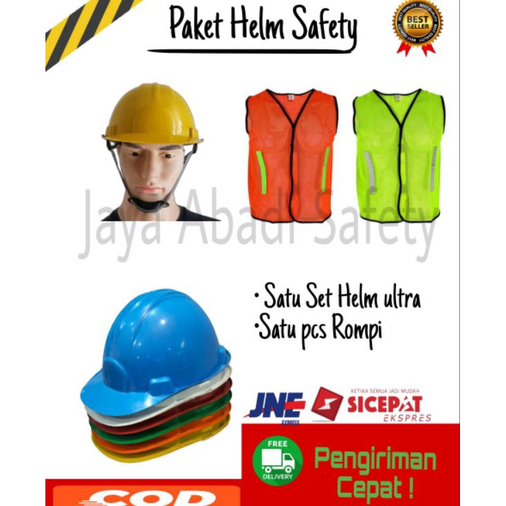 Jual Mega Safety Helm proyek satu set lengkap inner dan Tali dagu Rompi ...