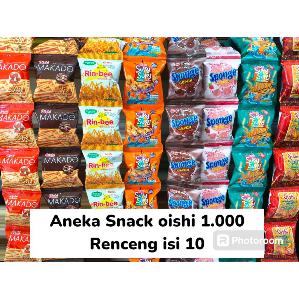 Jual ANEKA SNACK RENCENG 1000 OISHI MAKADO RINBEE SUKY SPONGE UDANG (1 ...