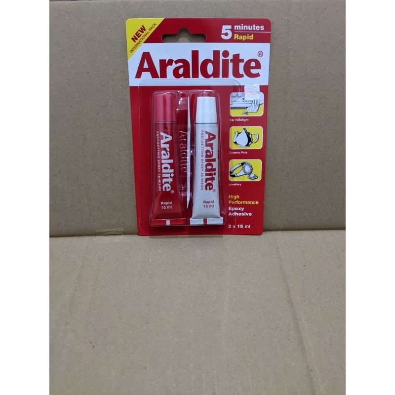 Jual Lem araldite merah 5 menit rapid araldit besi epoxy clear | Shopee ...