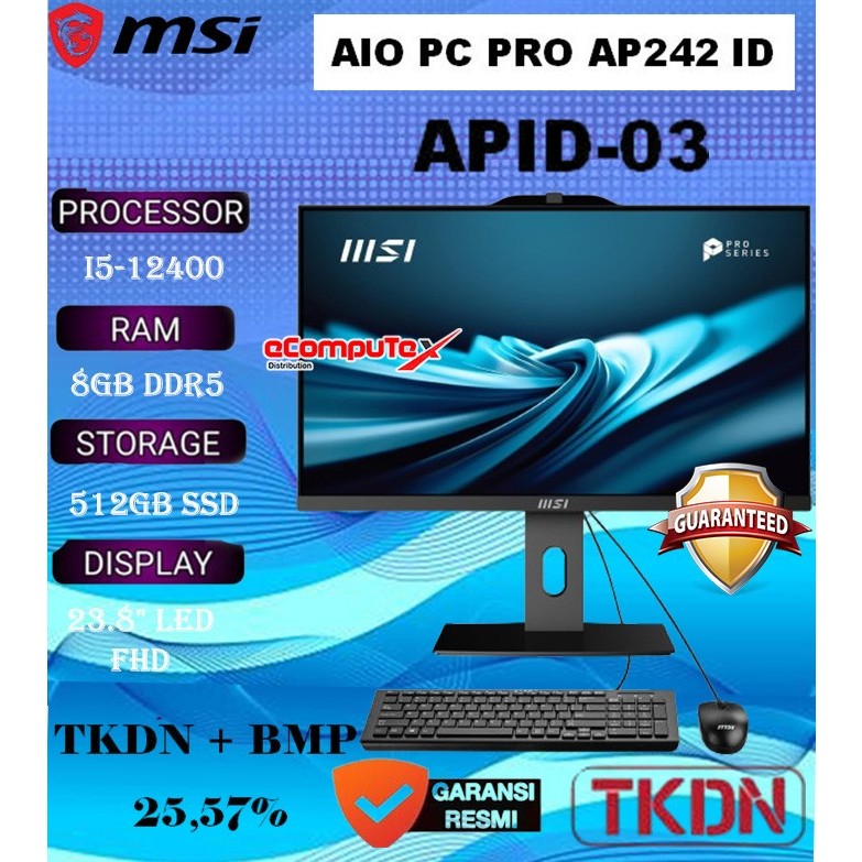 Jual MSI PC AIO PRO AP242 ID APID-03 INTEL CORE i5-12400 RAM 8/512GB SSD 23.8" INCH LED FHD ...