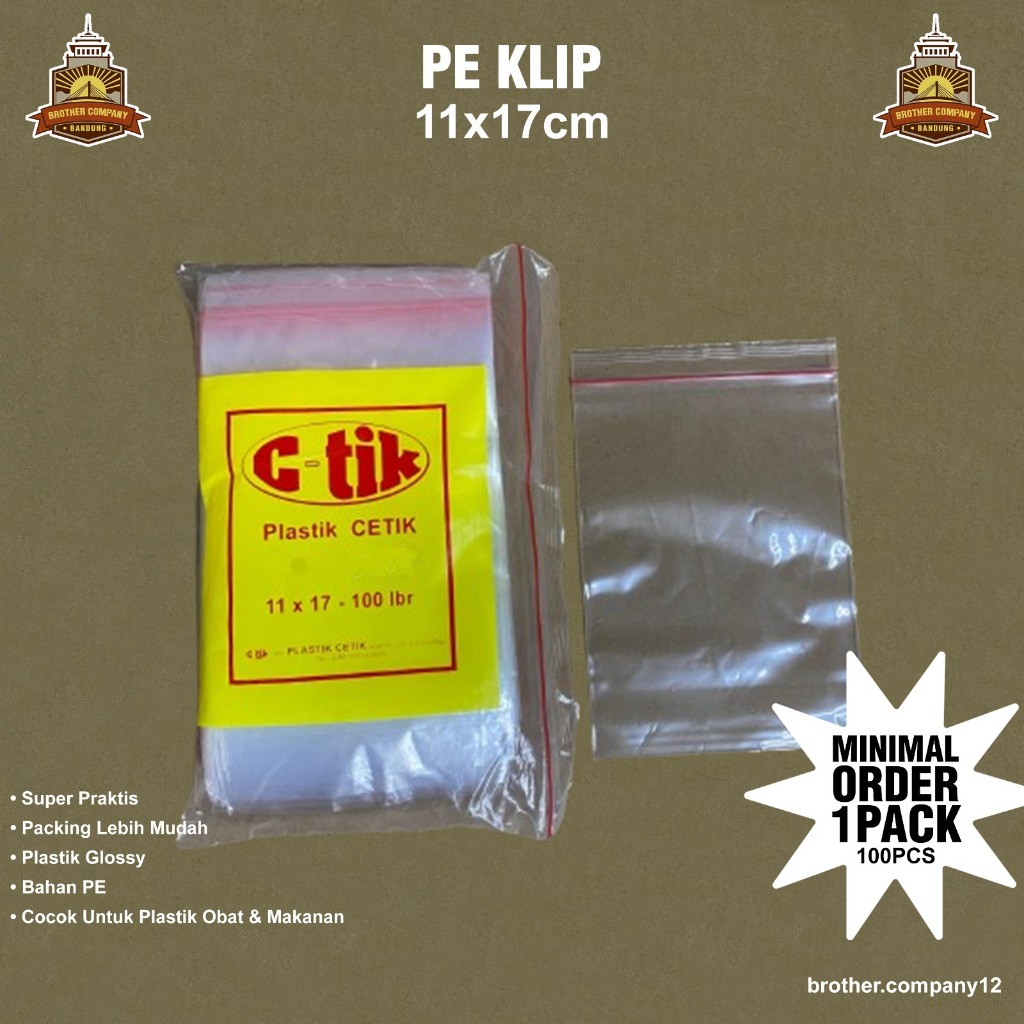 Jual Plastik PE Klip 11x17 bening isi 100 lembar plastik zipper/plastik ...