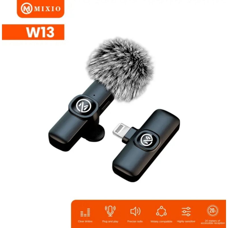 Jual MIXIO W13 Mic Wireless Clip on Microphone Mikrofon Lavalier HP ...
