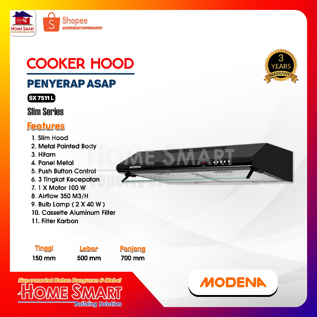Jual MODENA SX 7511 L Cooker Hood | Shopee Indonesia