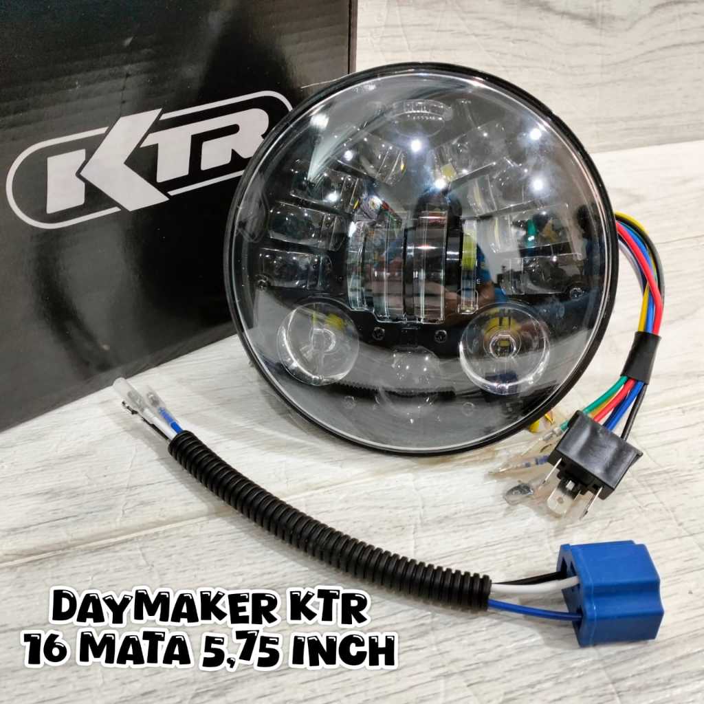 Jual LAMPU DEPAN LED KTR 5,75 INCH SENJA BIRU PUTIH 16 LED HEADLAMP KTR FUNGSI RETENG CB GL KING ...