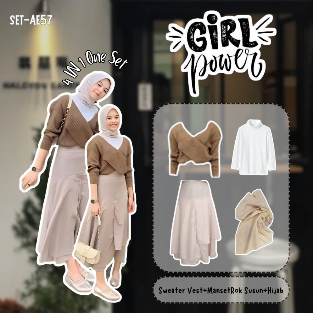 Jual 4 IN 1 One Set Hijab Korean Style Outfit Remaja Kekinian Outfit ...