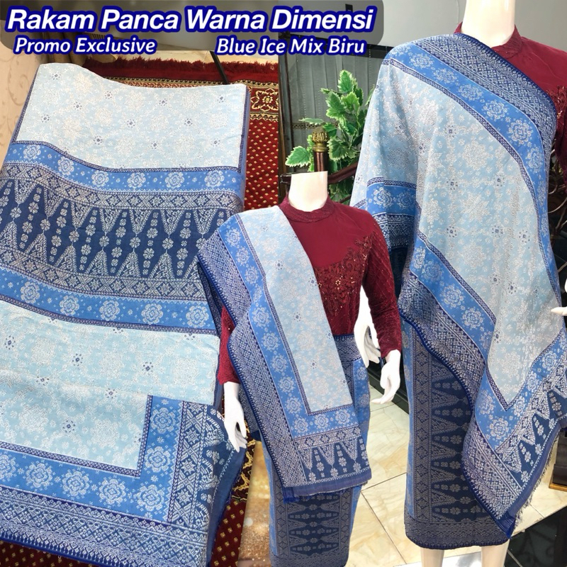 Jual Songket Rakam Panca Warna Dimensi Promo/Blue Ice/ songket tenun ...