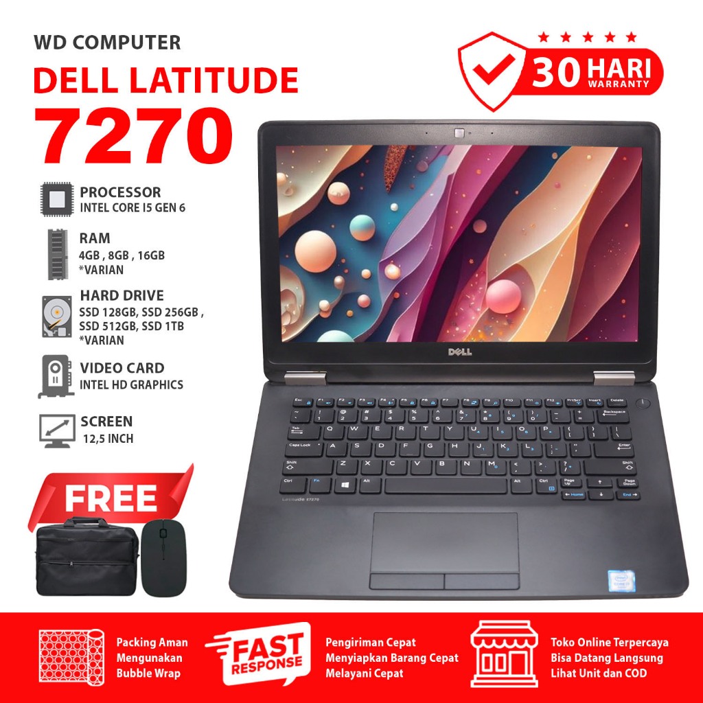 Jual Laptop Dell Latitude 7270 Intel Core i5 Gen 6 RAM 8GB SSD 256GB ...