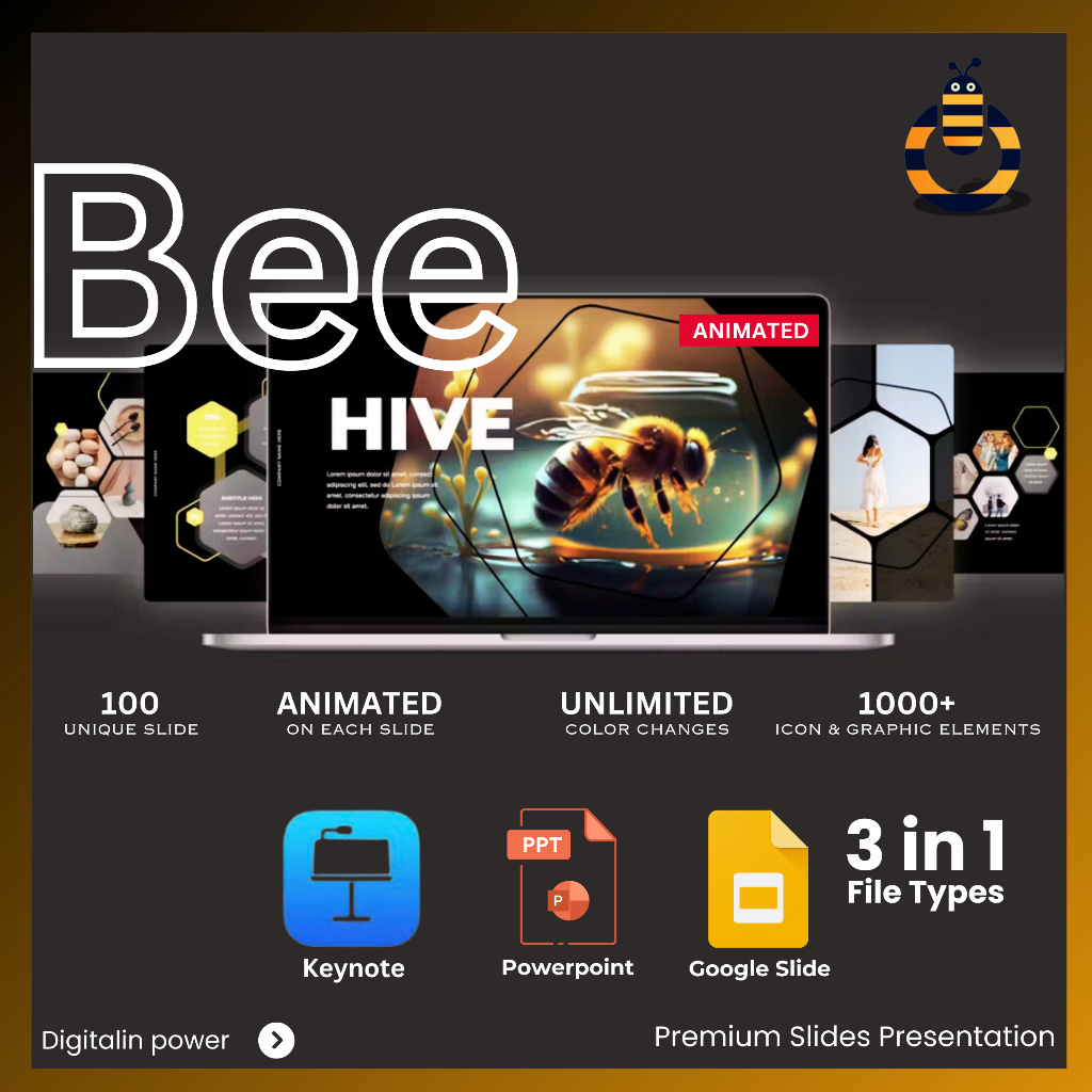 Jual Template Presentasi PPT Animasi Sarang Lebah BEE Hive Powerpoint Keynote GoogleSlide ...