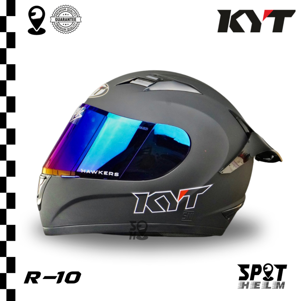 Jual HELM KYT R10 SOLID BLACK DOFF PAKET GANTENG | HELM FULL FACE KYT ...