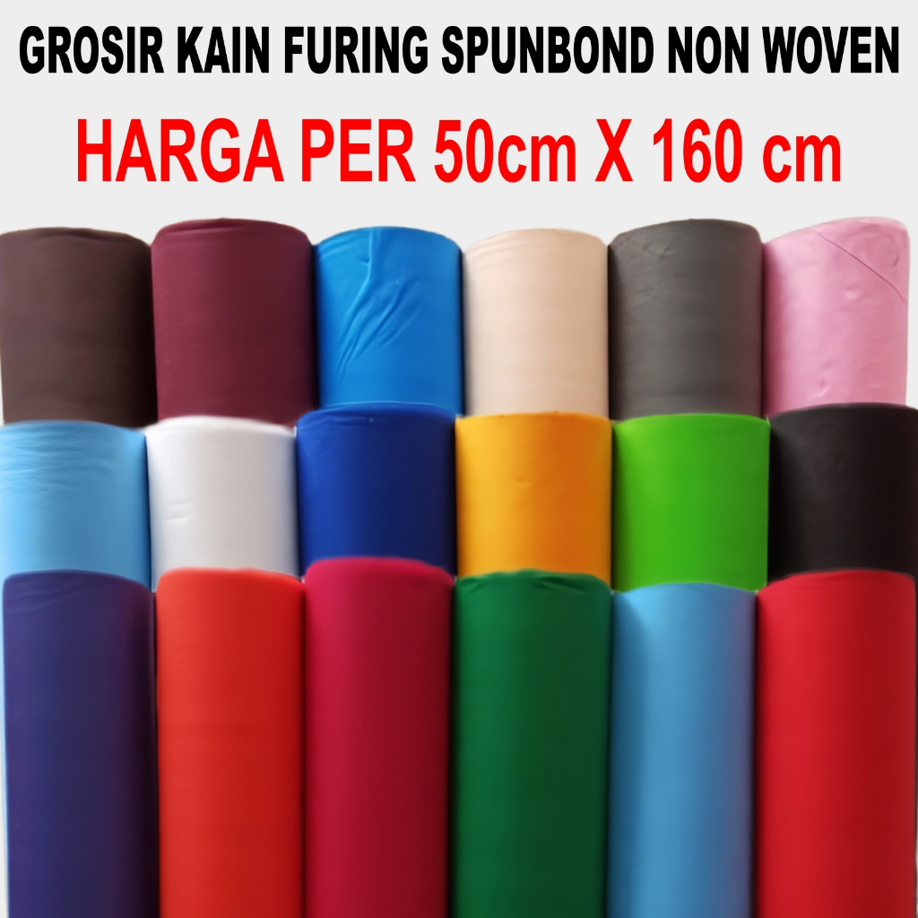 Jual (50x160cm) KAIN FURING SPUNBOND POLOS METERAN NON WOVEN BAHAN TAS ...