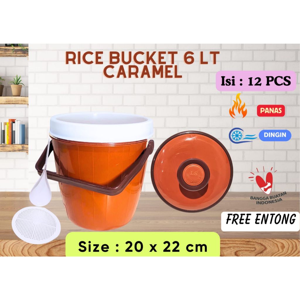 Jual Rice bucket 6L caramel TERMOS PENYIMPANAN NASI MINI TREMOS ES BATU ...