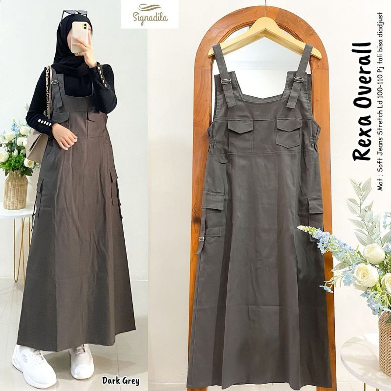 Jual jumpsuit overall rok twill combed stretch wanita | Shopee Indonesia